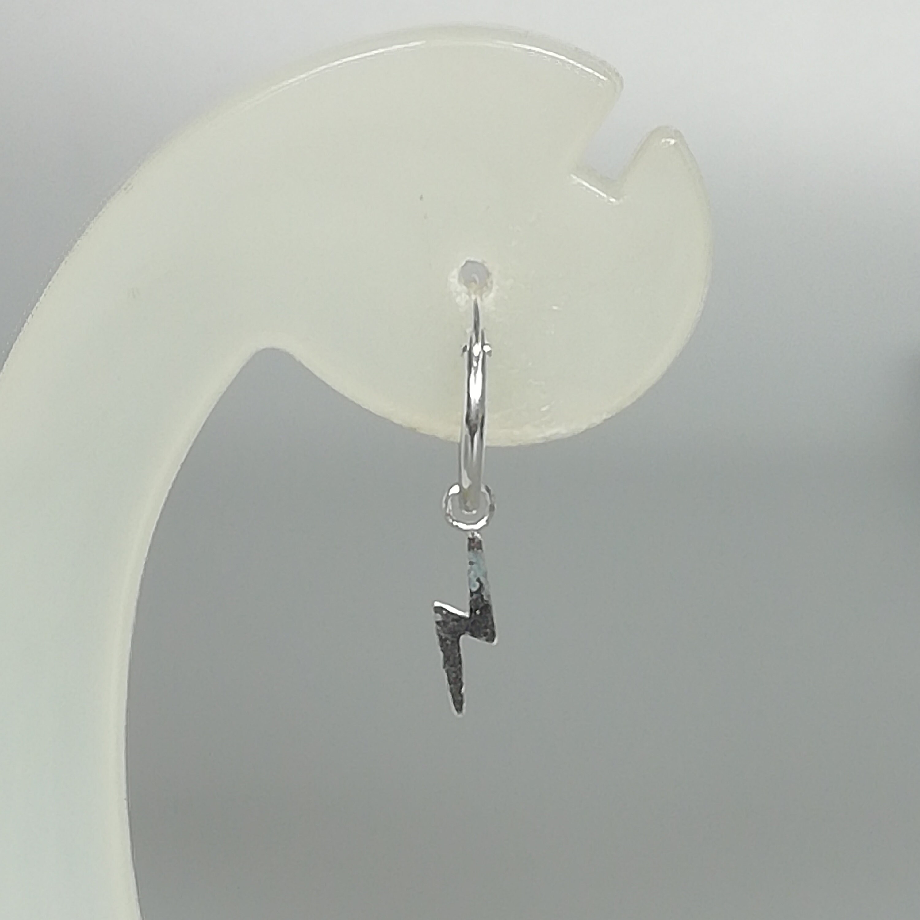 Silver lightning bolt charm hoop Sterling silver ear hoops | Etsy