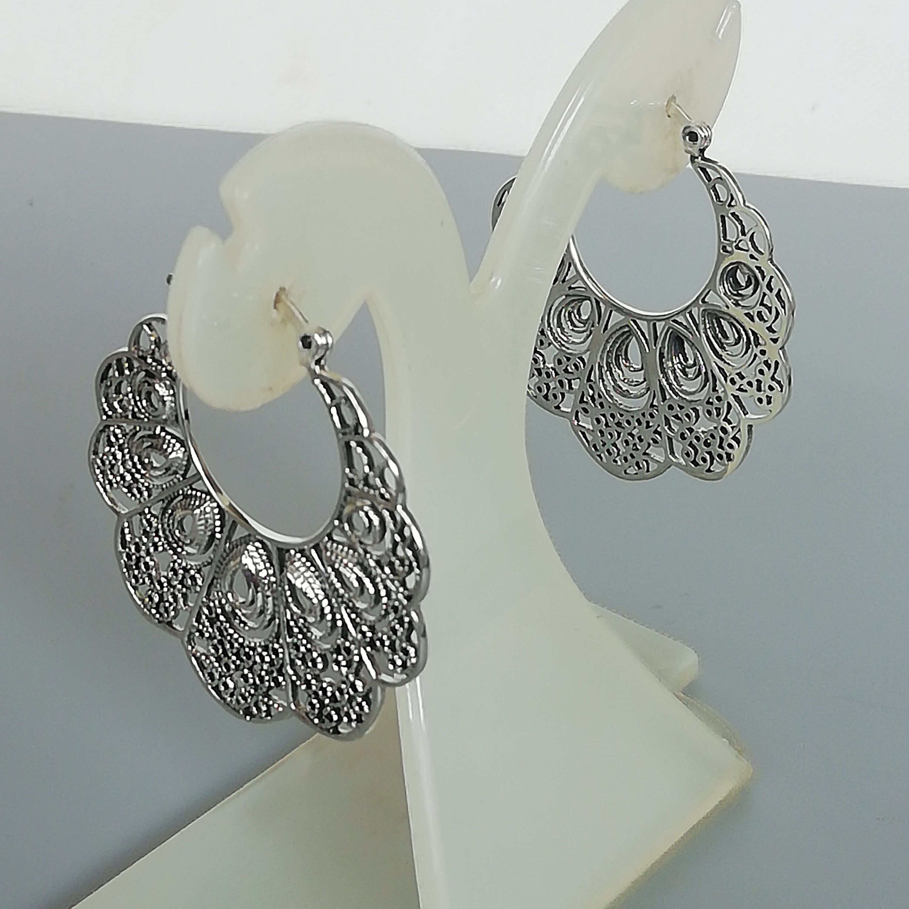 Sterling Silver Large Filigree Hoops | Indian Hoops | Bohemian Hoops ...