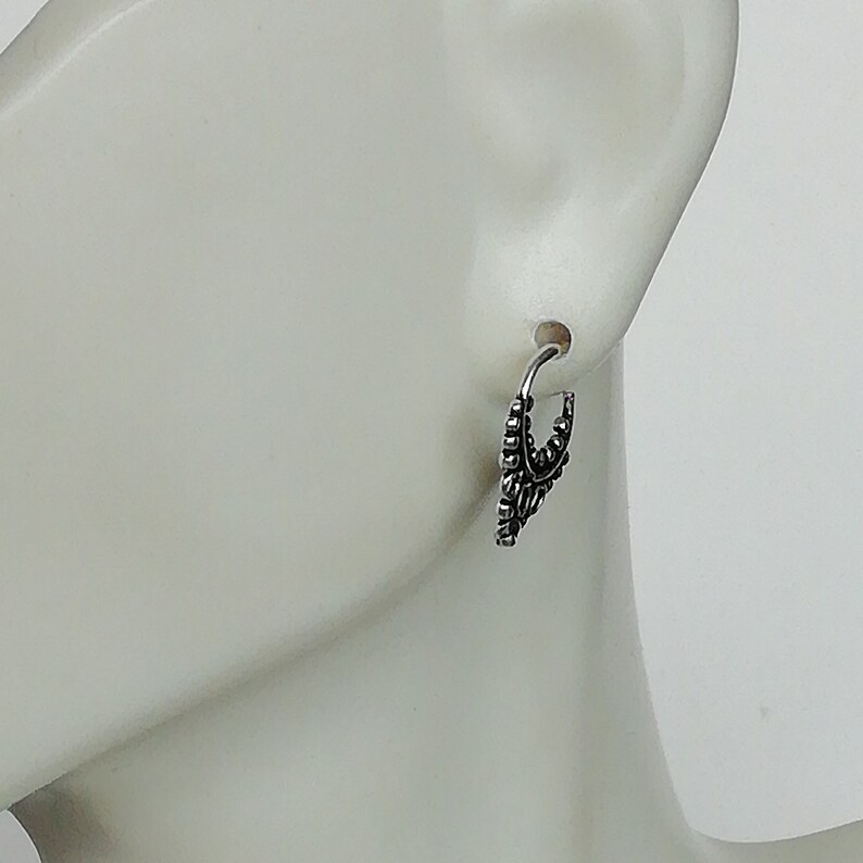 Sterling Silver Ethnic Hoop Studs | Bali Earrings | Small Ear Hoops ...