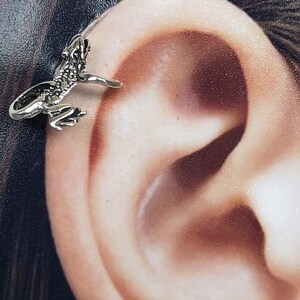 Gecko Ear Cuff | Sterling Silver Lizard Ear Climber | No Piercing Ear ...