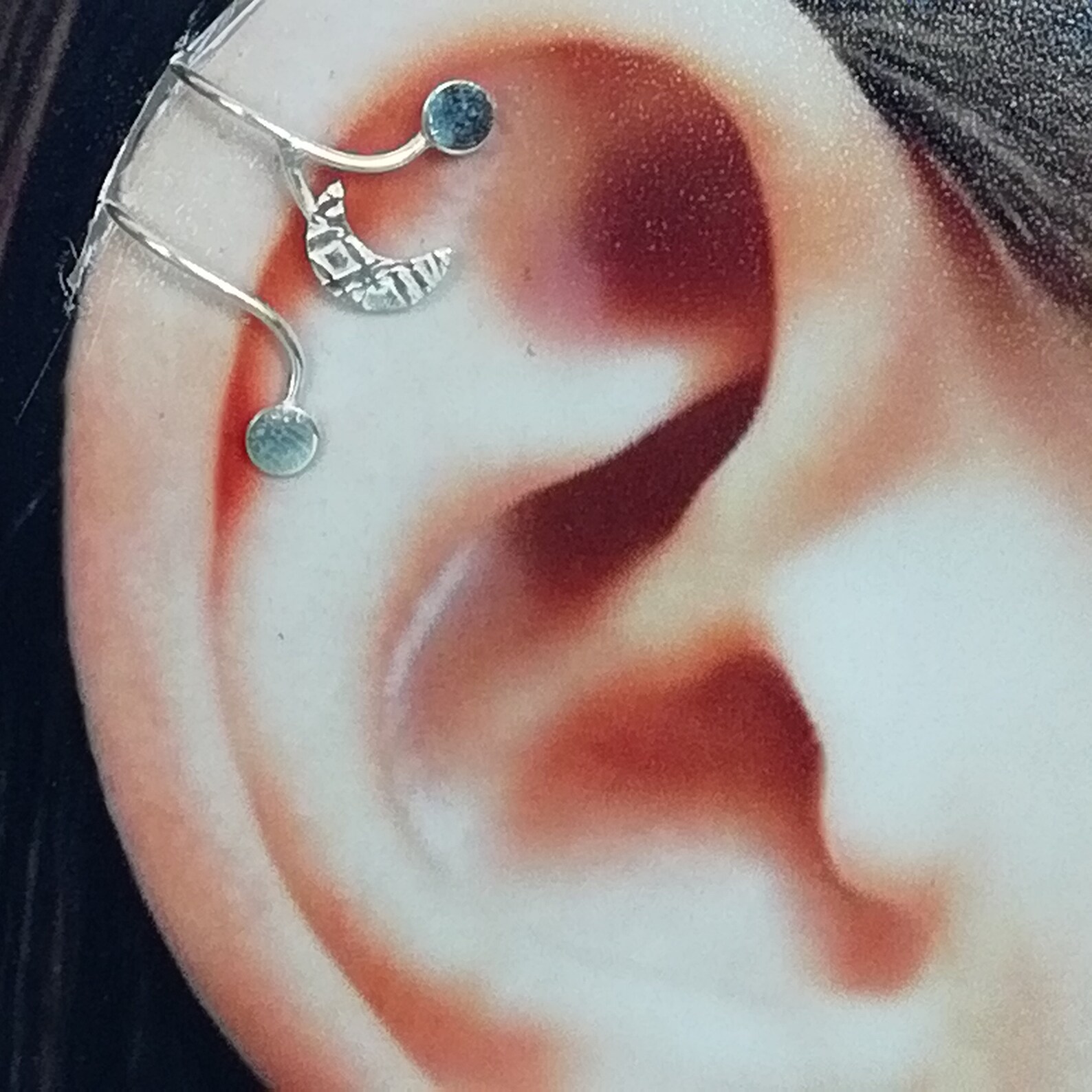 Celestial Silver Ear Cuff Moon Phase Ear Cuff No Piercing | Etsy