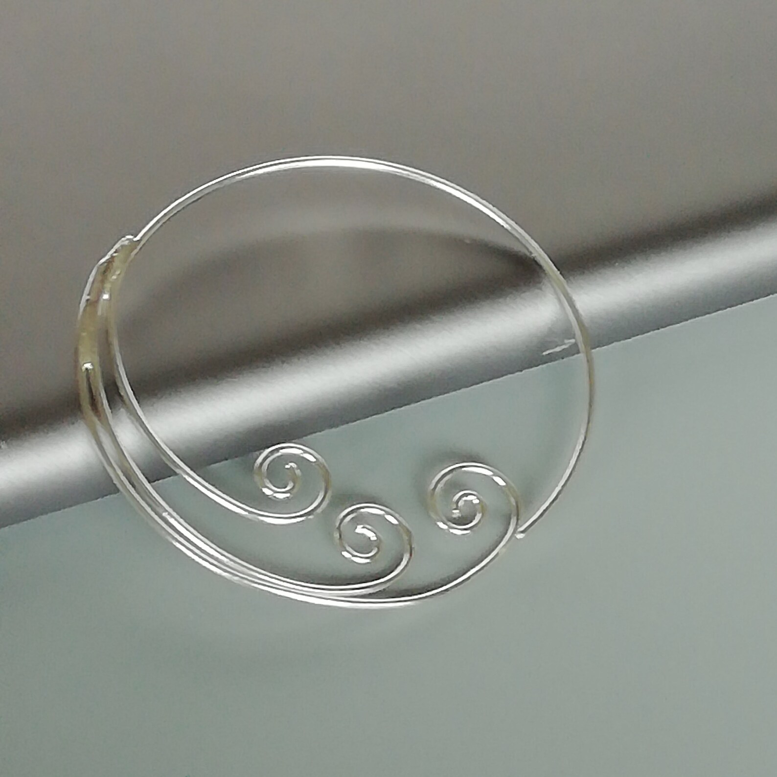 Silver Spiral Hoops 40 Mm Sterling Silver Ear Hoops Boho | Etsy