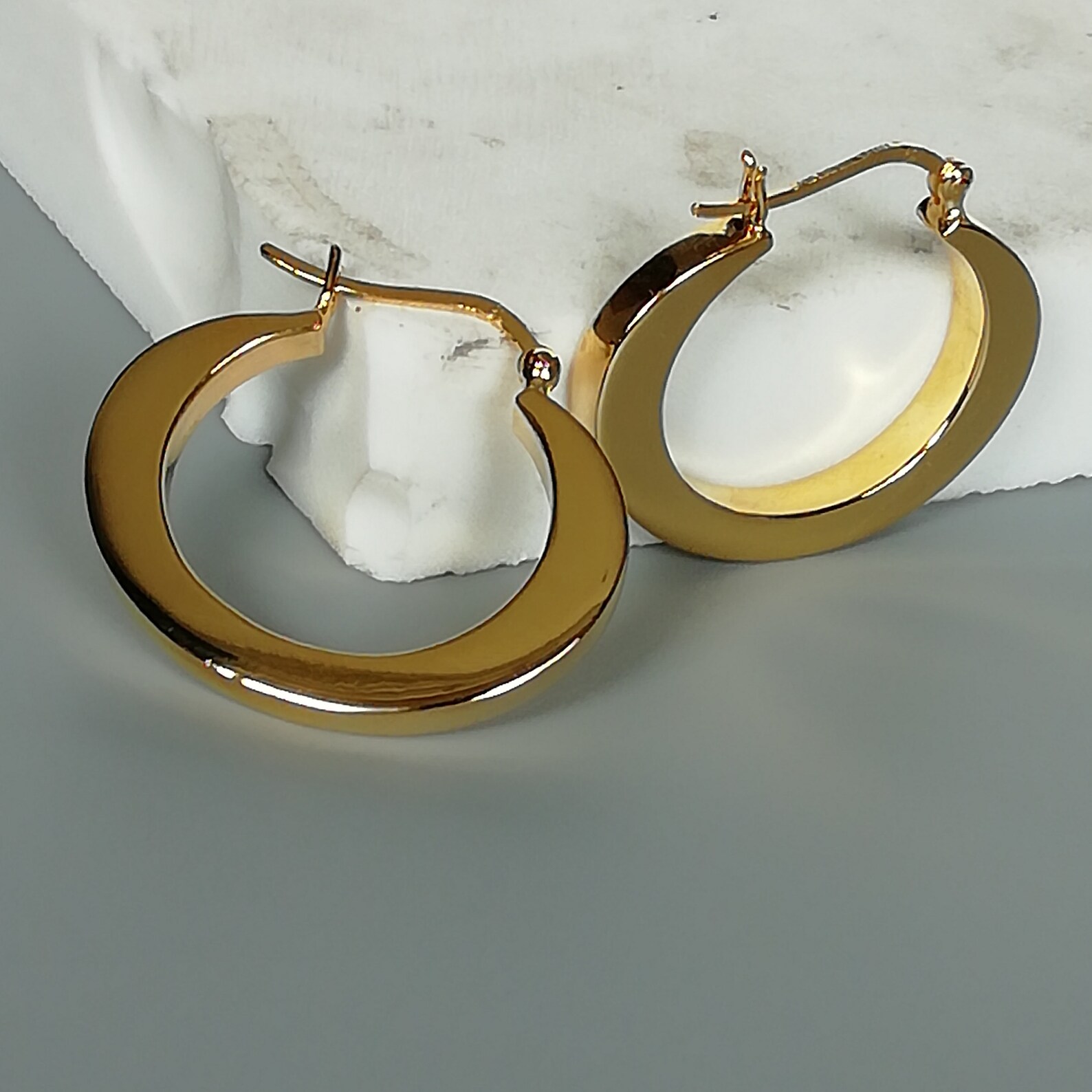 Oblong Gold Hoops Sterling Silver 32mm Gold Dipped Hoops - Etsy
