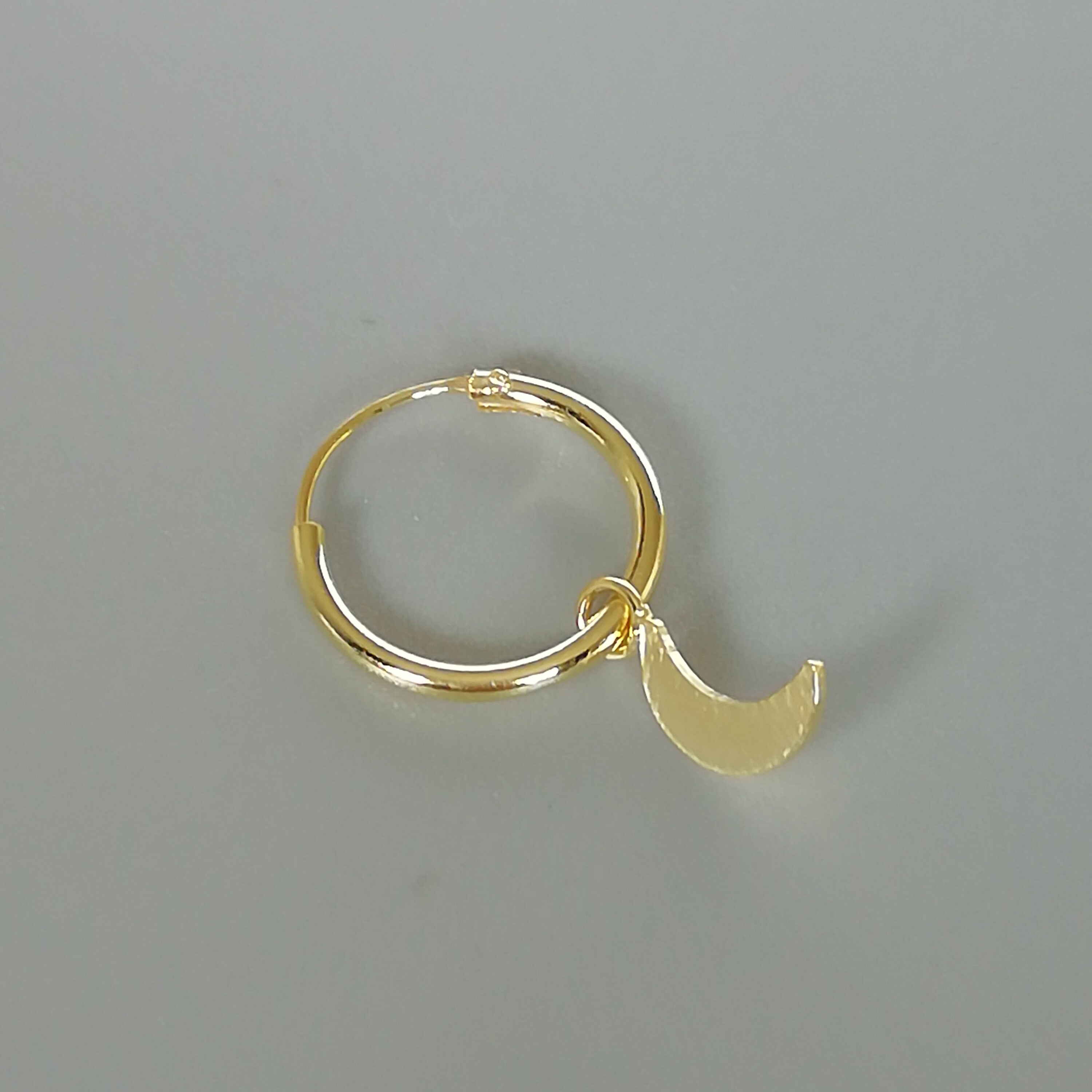 Crescent moon hoops Gold dipped moon charm hoops Celestial | Etsy