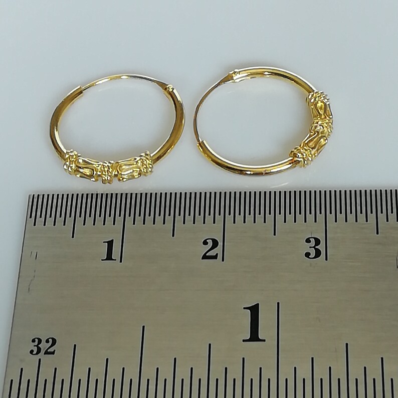 14 Mm Bali Hoops | Ethnic Gold Hoops | Gold Ear Hoops | Silver Wire ...