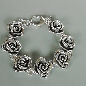 Sterling Silver Rose Bracelet | Electroformed Silver Bracelet | Wrist ...