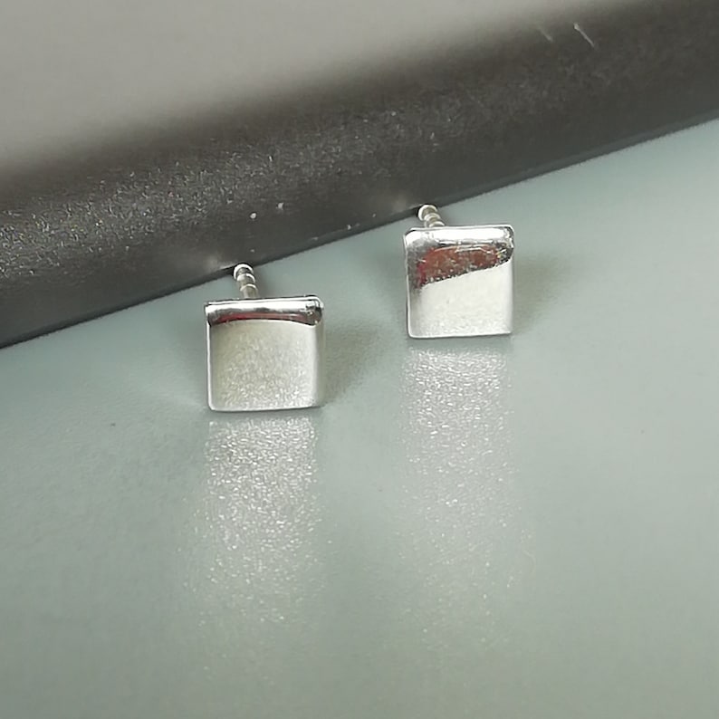 Sterling Silver Square Ear Studs Square Earrings Cartilage - Etsy