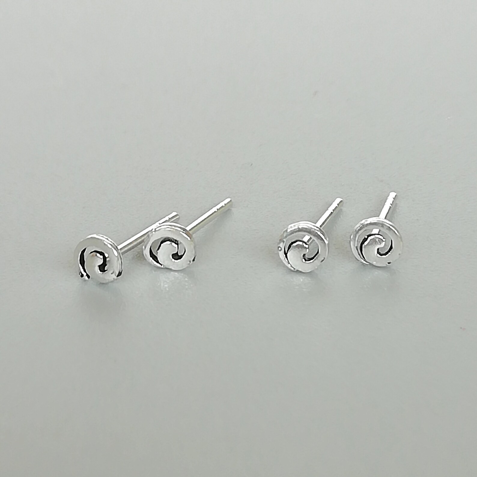 Sterling Silver Spiral Ear Studs Delicate Ear Studs - Etsy