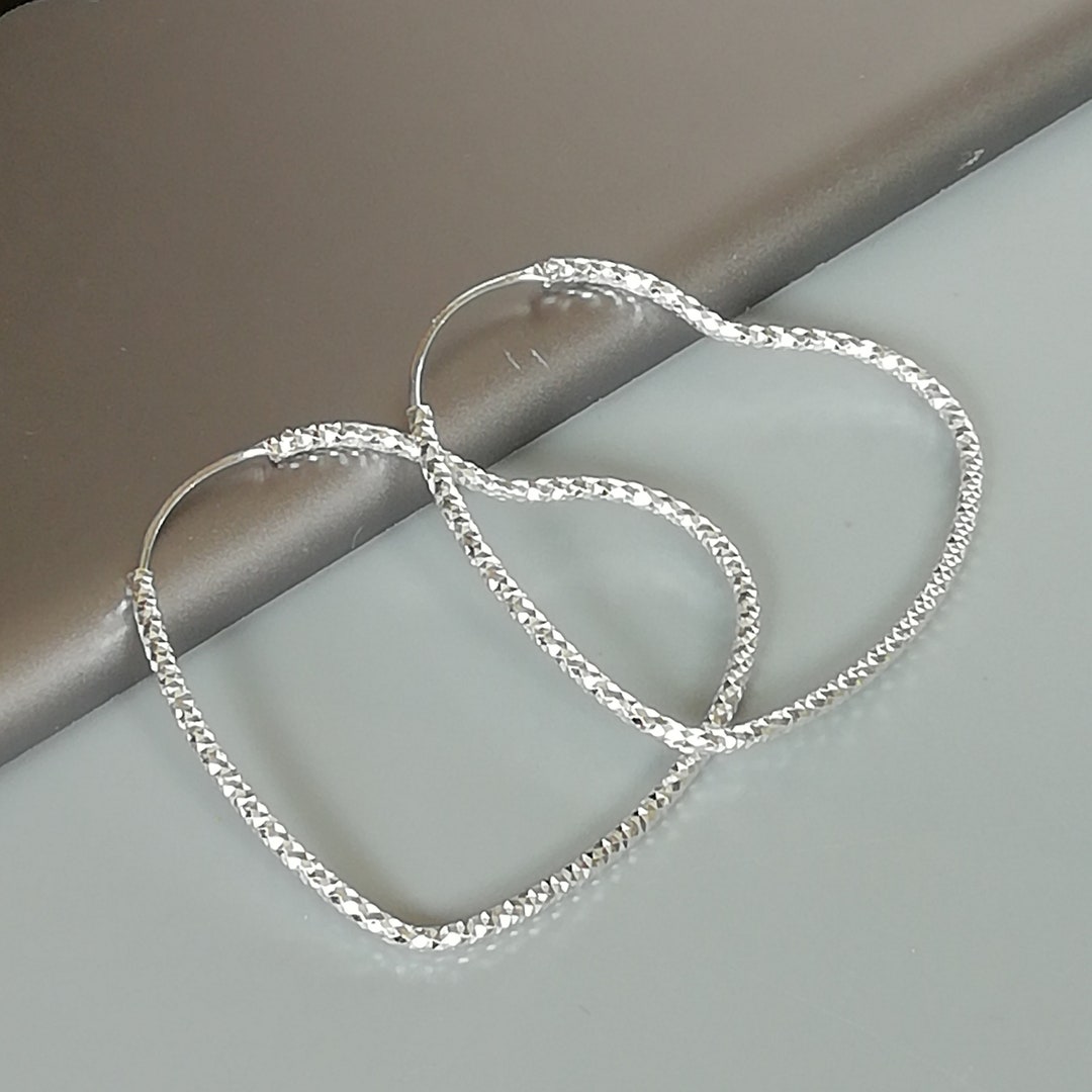 Sterling Silver Endless Heart Hoops | Lightweight Hoops | Sparkly Hoops ...