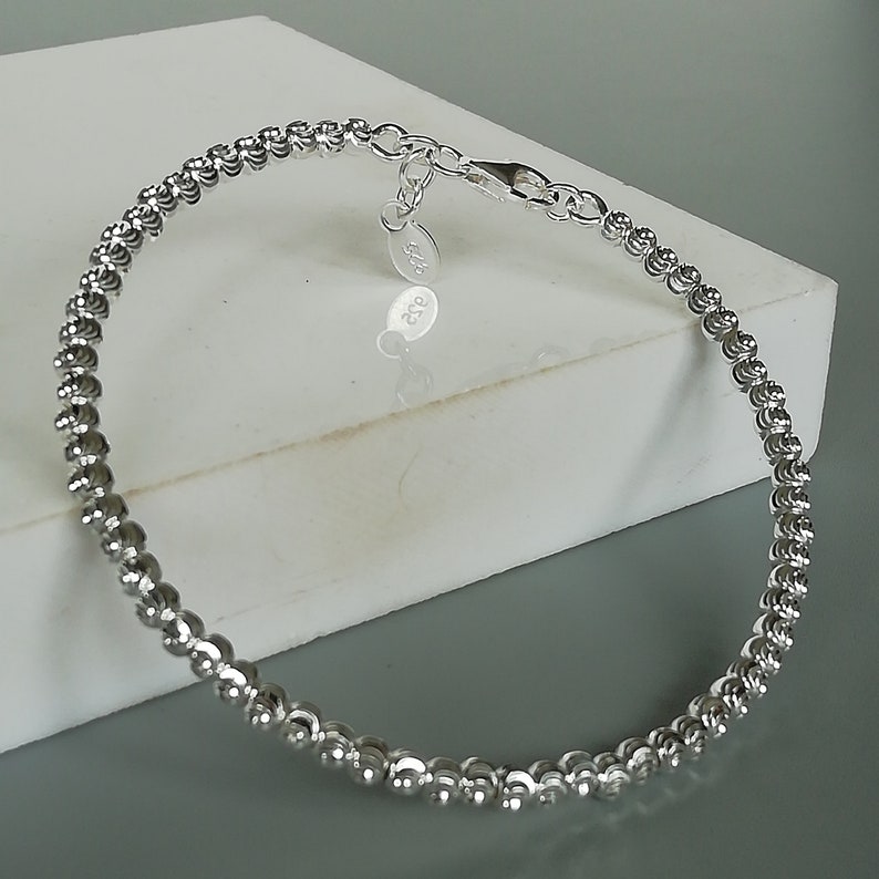 Sterling Silver Beads Bangle Laser Cut Balls Bracelet | Etsy