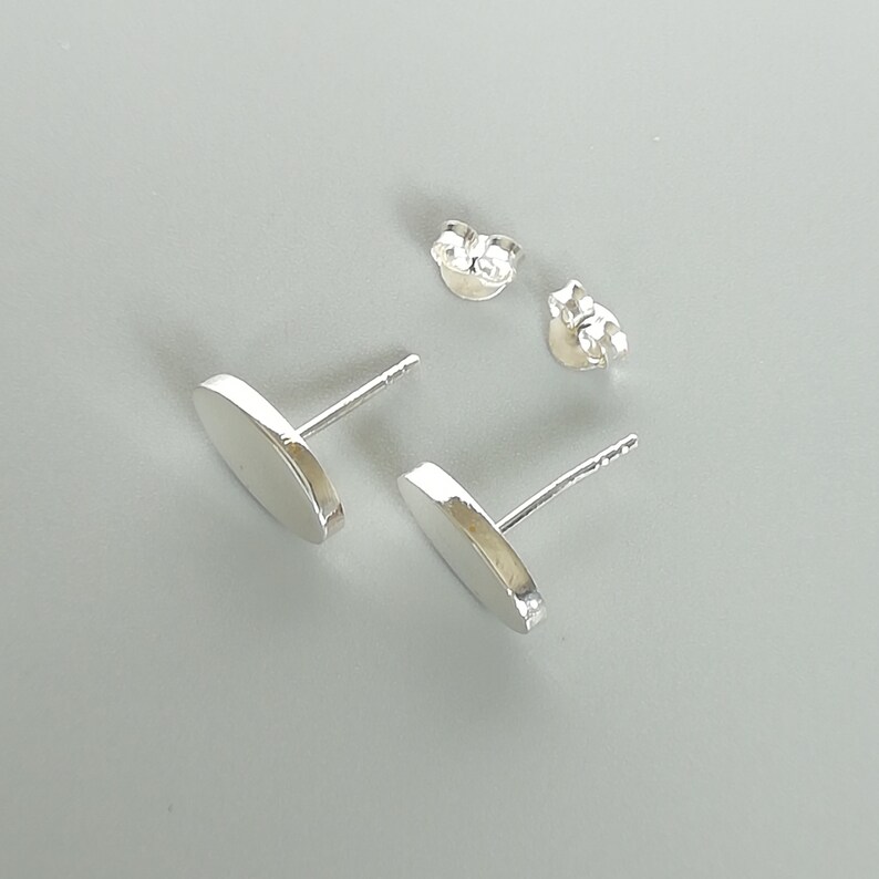 Oval silver ear stud Silver ear studs Silver jewelry | Etsy