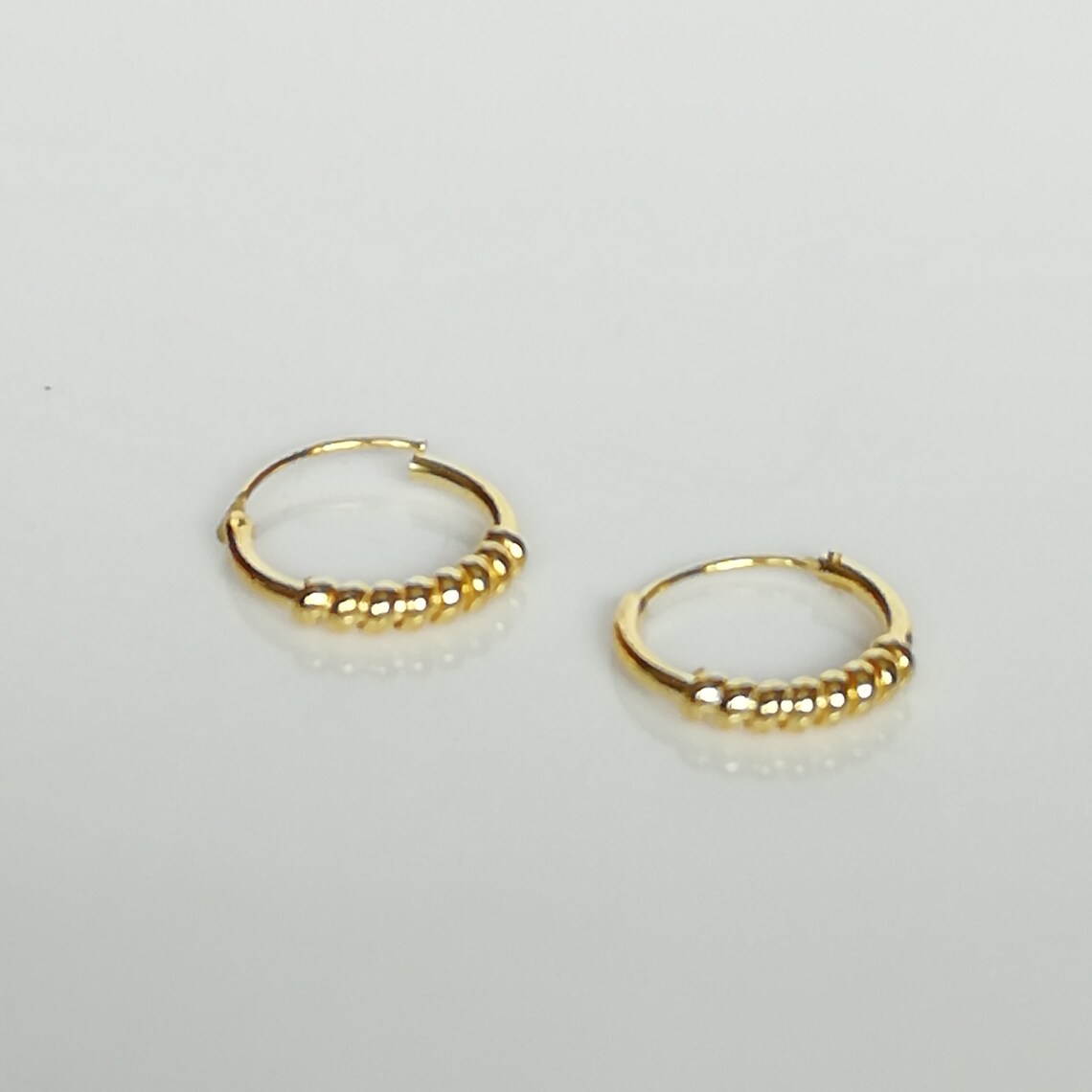 Small Gold Hoops | 12 Mm Hoops | Bali Gold Ear Hoops | Silver Wire Work ...