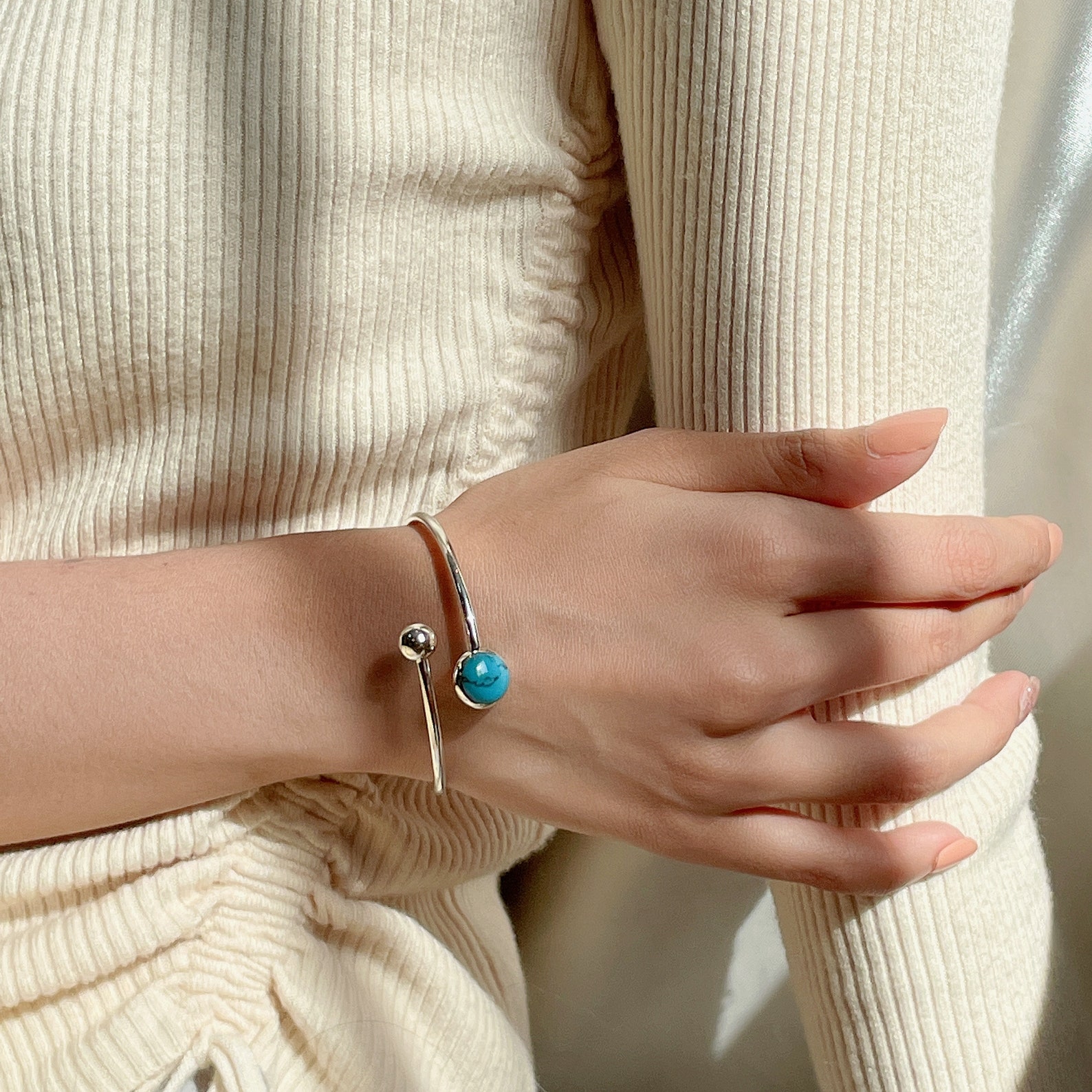 Turquoise Bracelet Sterling Silver Bangle Free Size Bangle | Etsy