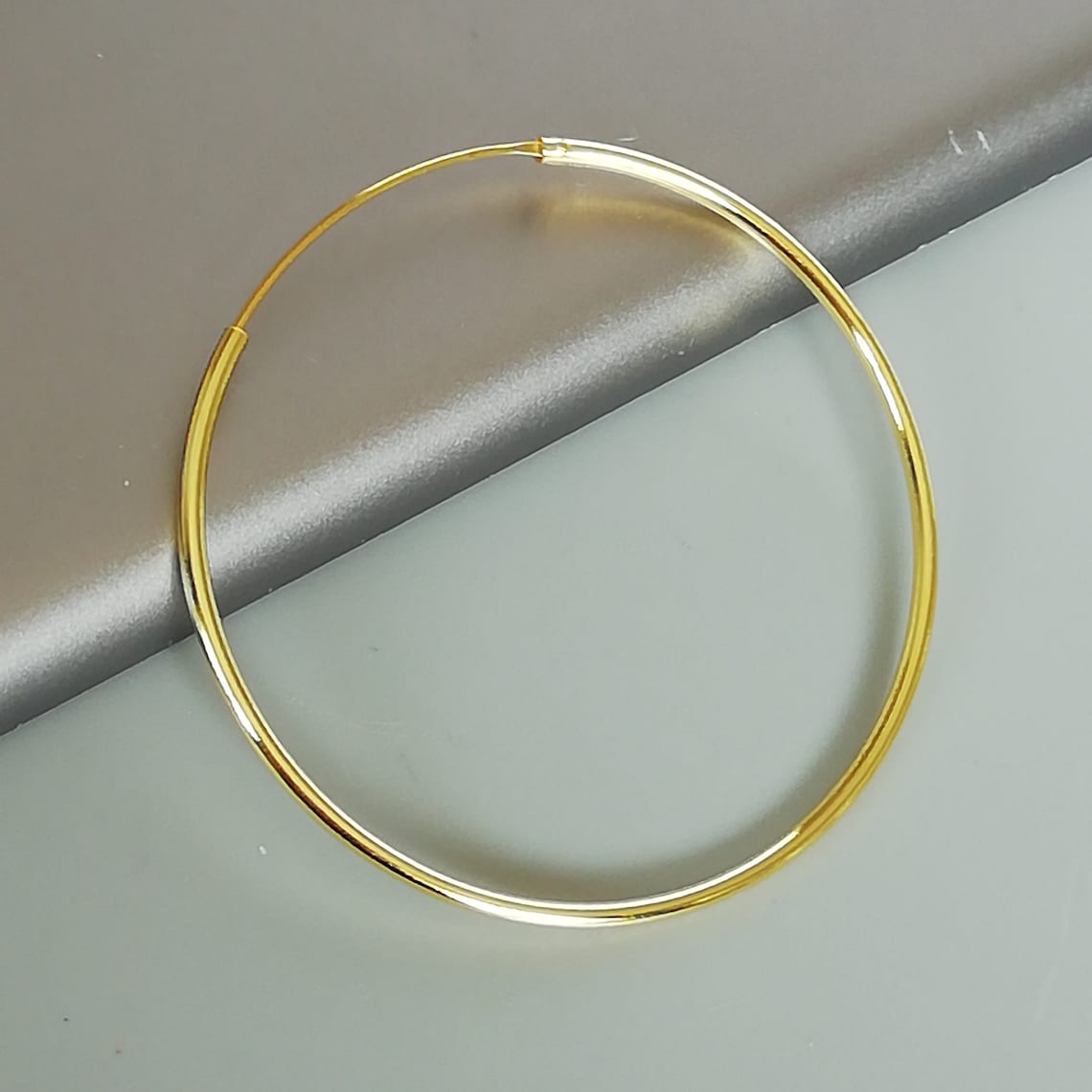 Large gold hoop earrings Gold hoops 45 mm gold plated | Etsy