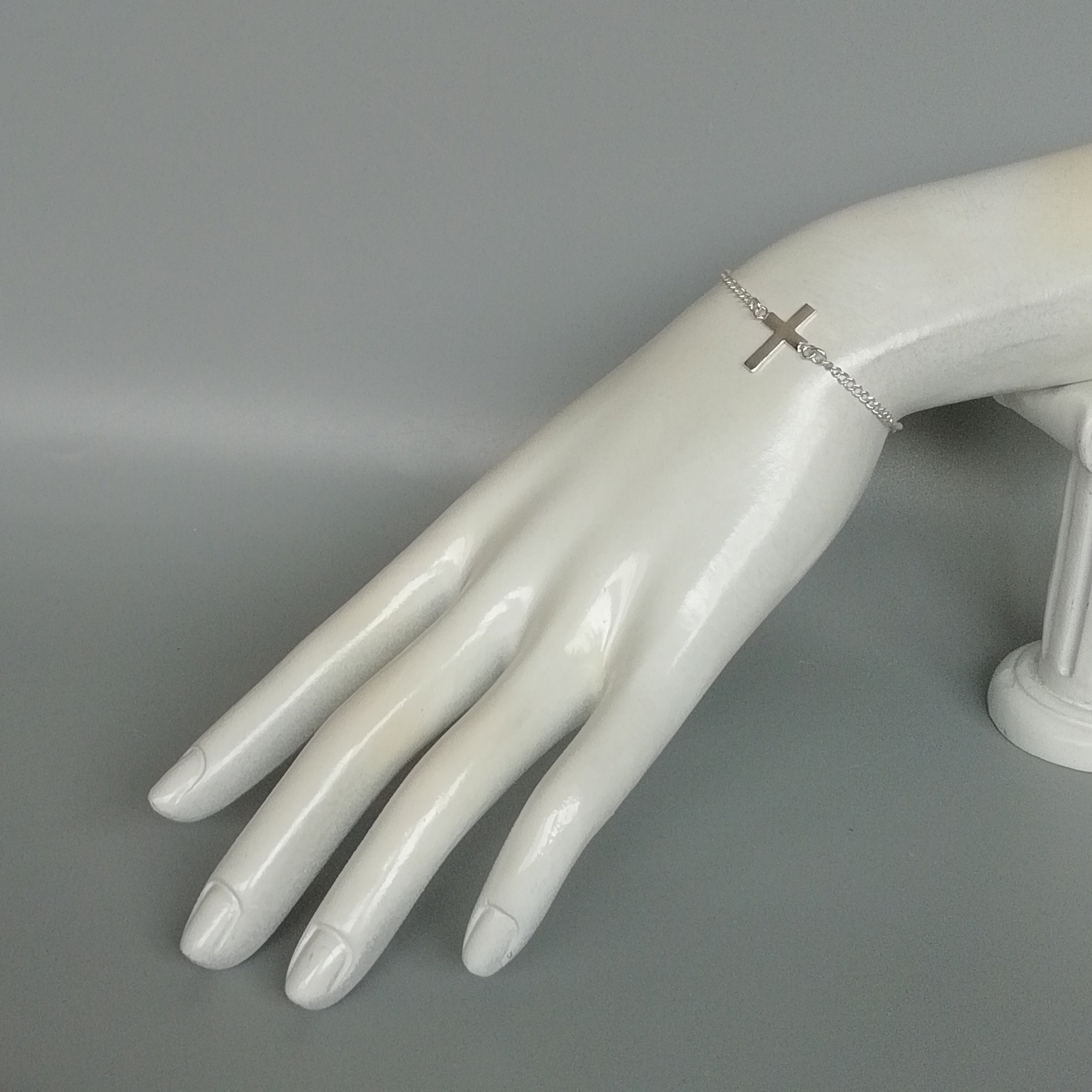 Cross bracelet Sterling silver charm bracelet Religious | Etsy