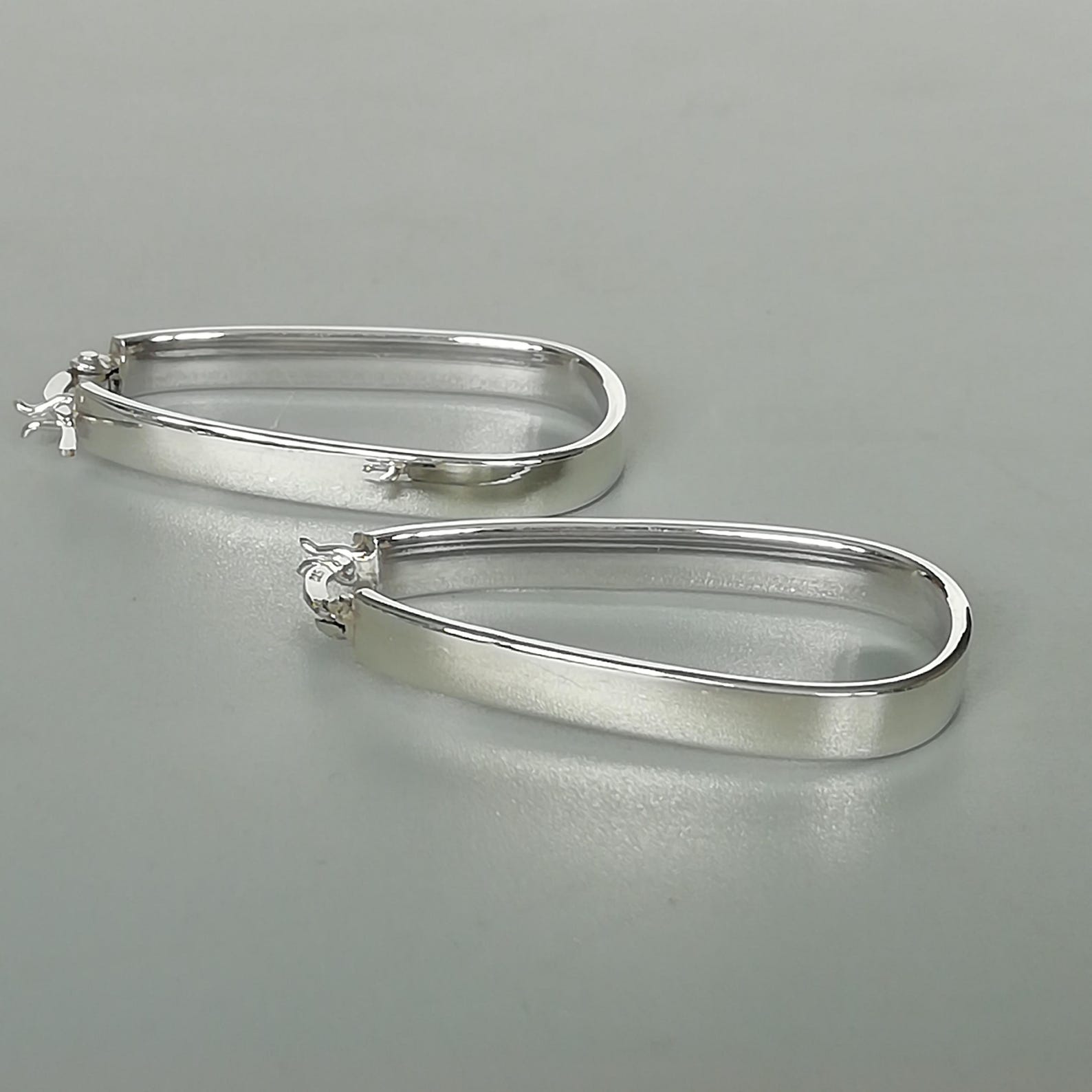 Sterling Silver Oval U Hoops | Pair of Oblong Hoops | Minimalist ...