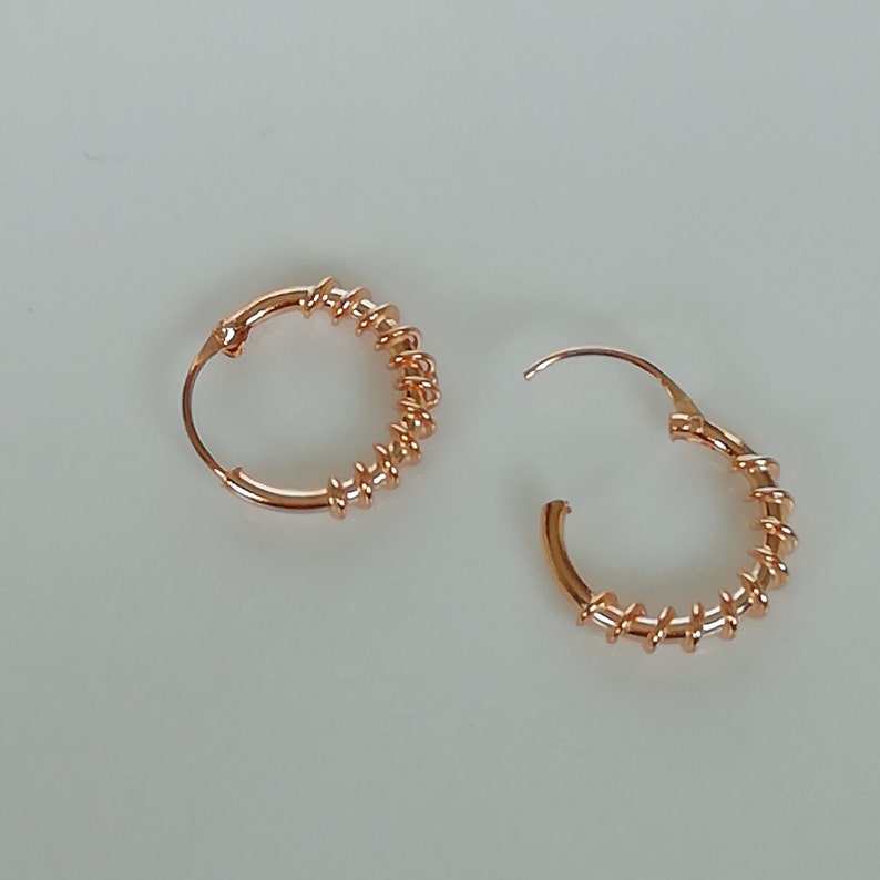 Rose Gold Hoops 12 Mm Pink Hoops Bali Ear Hoops Silver - Etsy