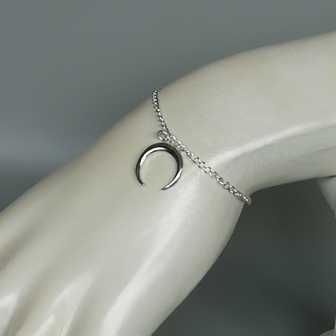 Crescent moon bracelet Sterling silver charm bracelet | Etsy