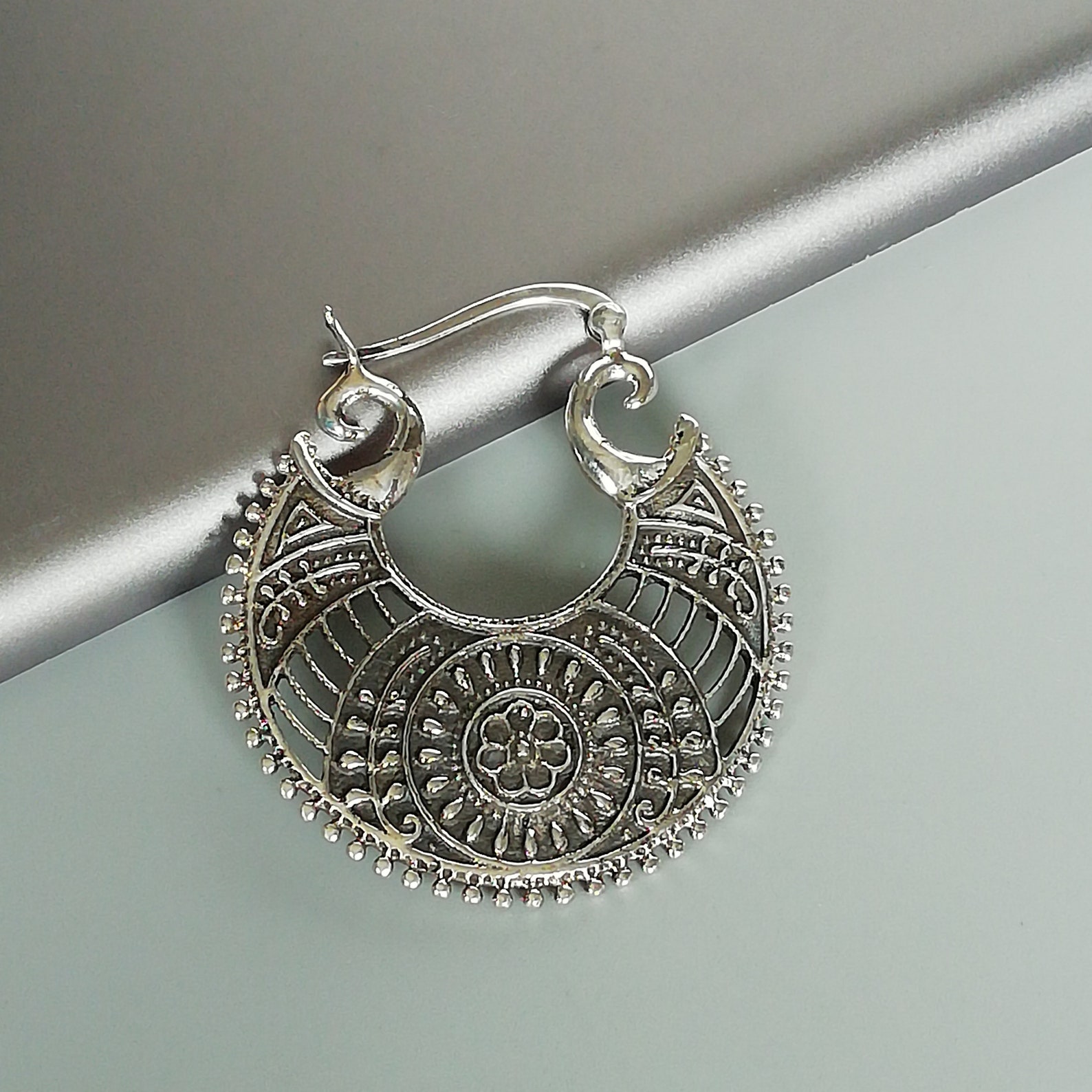 Sterling Silver Ethnic Hoops Egyptian Hoops Large Chunky - Etsy