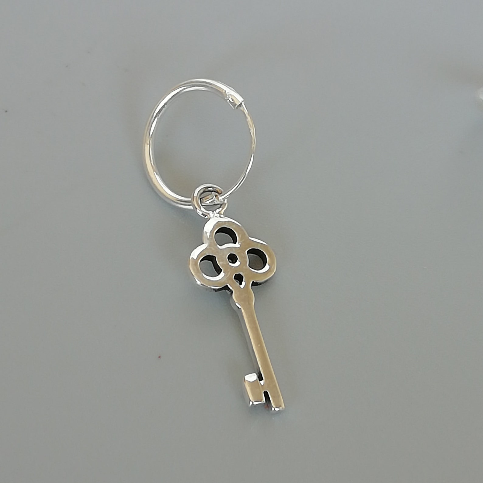 Sterling Silver Lock and Key Charm Hoops Silver Charm Hoop - Etsy