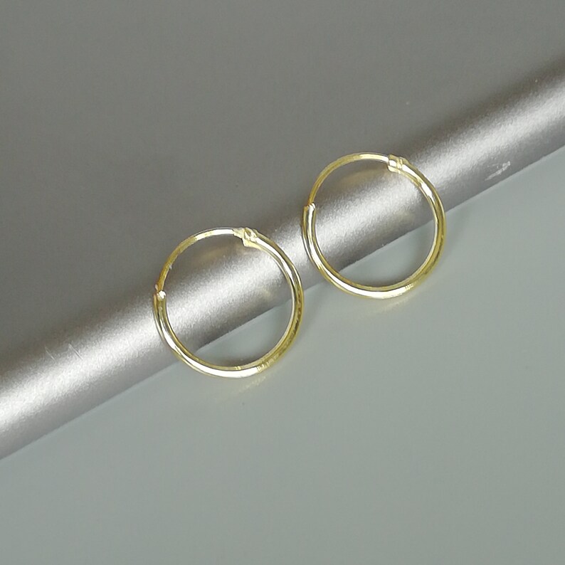 Small Gold Hoop Earrings 14mm Gold Dipped Hoops Silver - Etsy