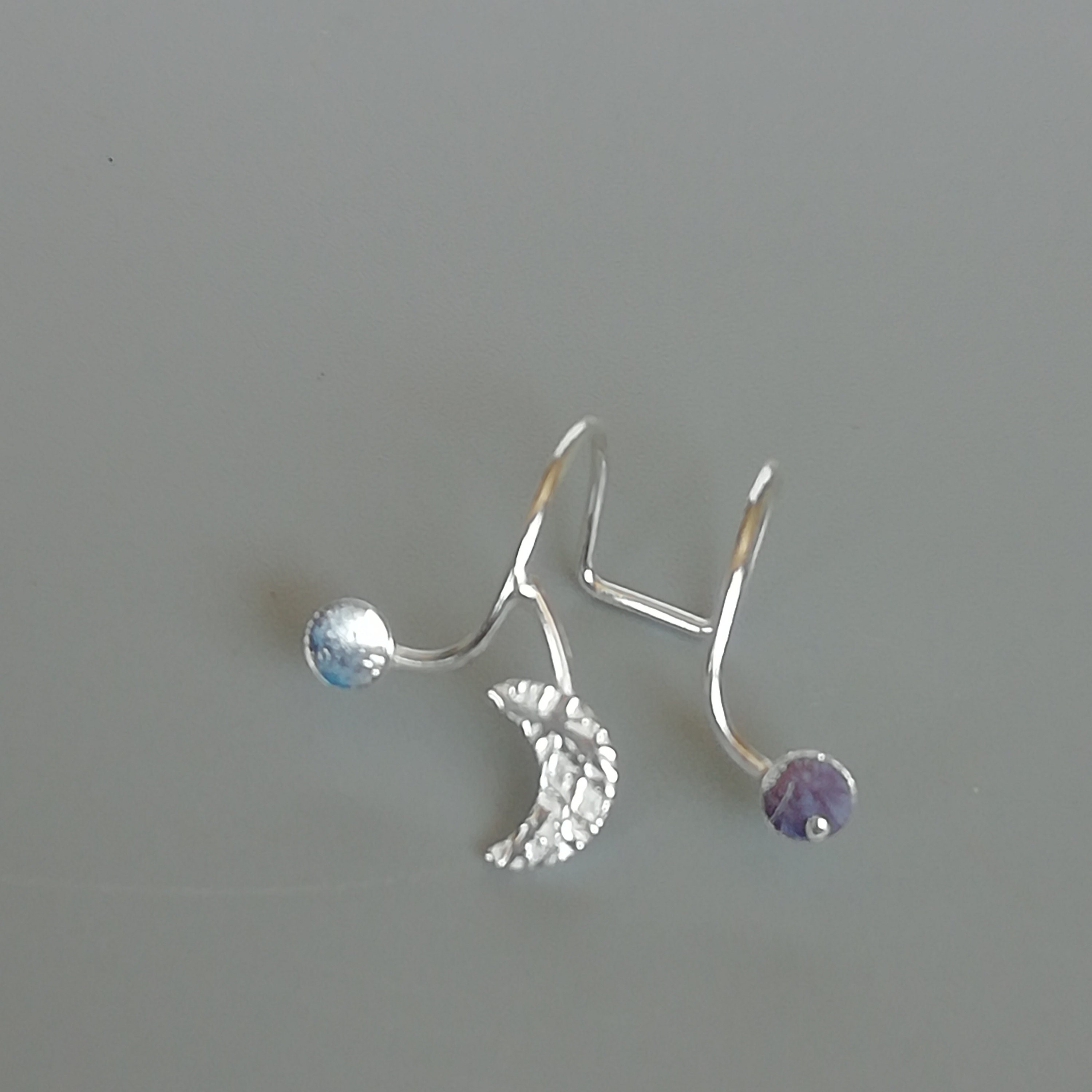 Celestial silver ear cuff Moon phase ear cuff No piercing | Etsy