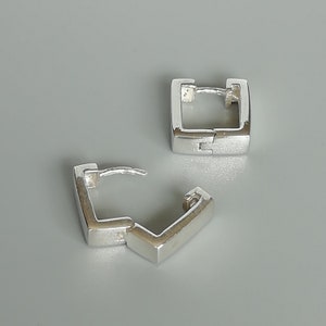 Sterling Silver Square Hoops Hinged Hoops Minimalist Jewelry Hoop Earrings Silver Jewelry Gift ...