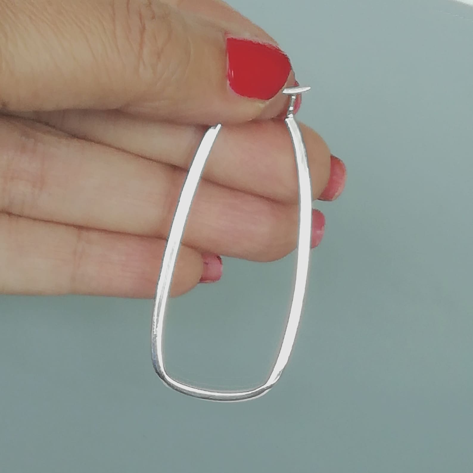 Sterling Silver Large Oval Hoops Long and Bold Hoops - Etsy