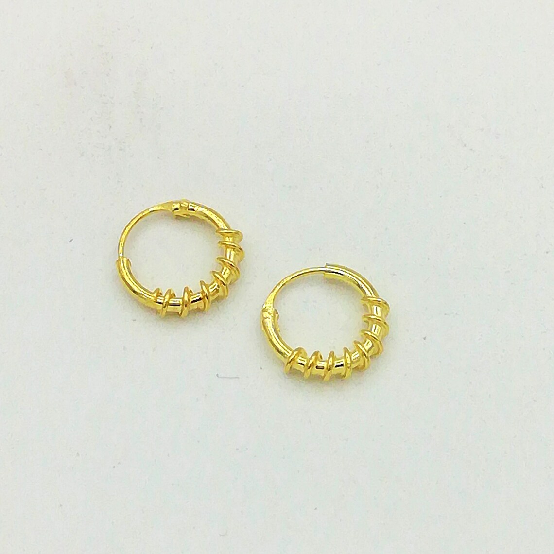 Small Gold Hoops 10 Mm Hoops Bali Gold Ear Hoops Twisted | Etsy