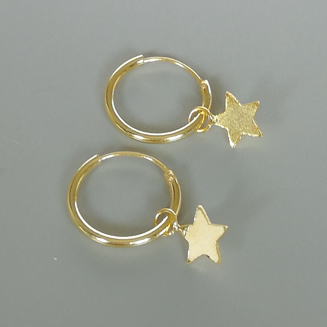 Gold dipped star charm hoops 12 mm hoop earrings | Etsy