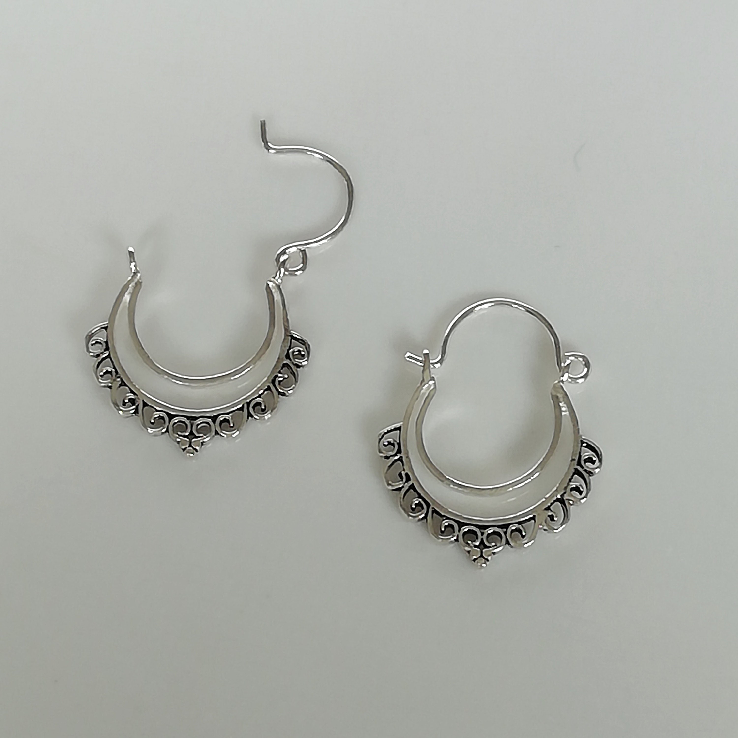 Boho Silver Hoops | Ear Hoops | Ethnic Earrings | Silver Earrings ...