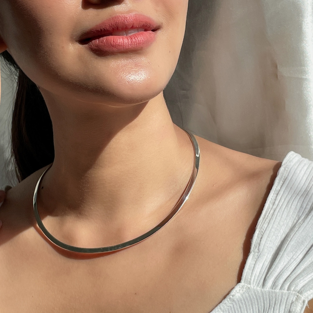 Sterling Silver Neck Torque | Neck Choker | Silver Necklace | 4mm Neck ...