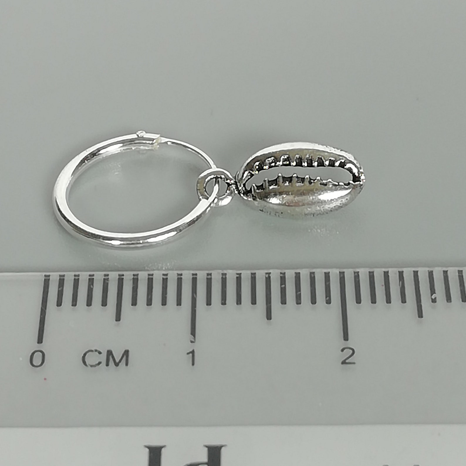 Sterling Silver Cowrie Shell Charm Hoop 12 Mm Hoop Earrings | Etsy