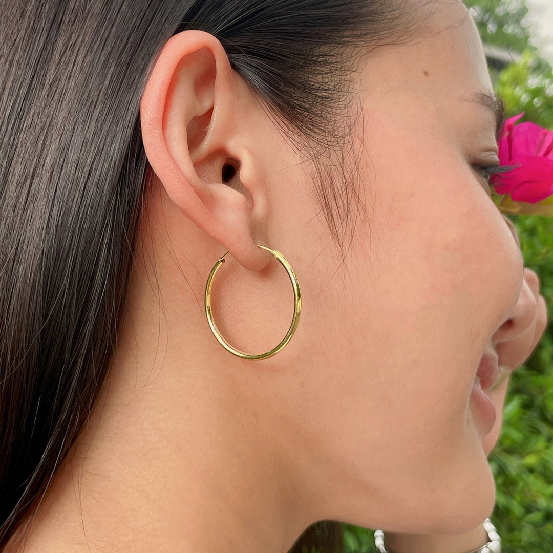 Big Hoop Earrings | 30mm Gold Dipped Hoops | Endless Ear Hoops | Silver ...
