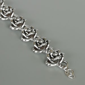 Sterling Silver Rose Bracelet | Electroformed Silver Bracelet | Wrist ...