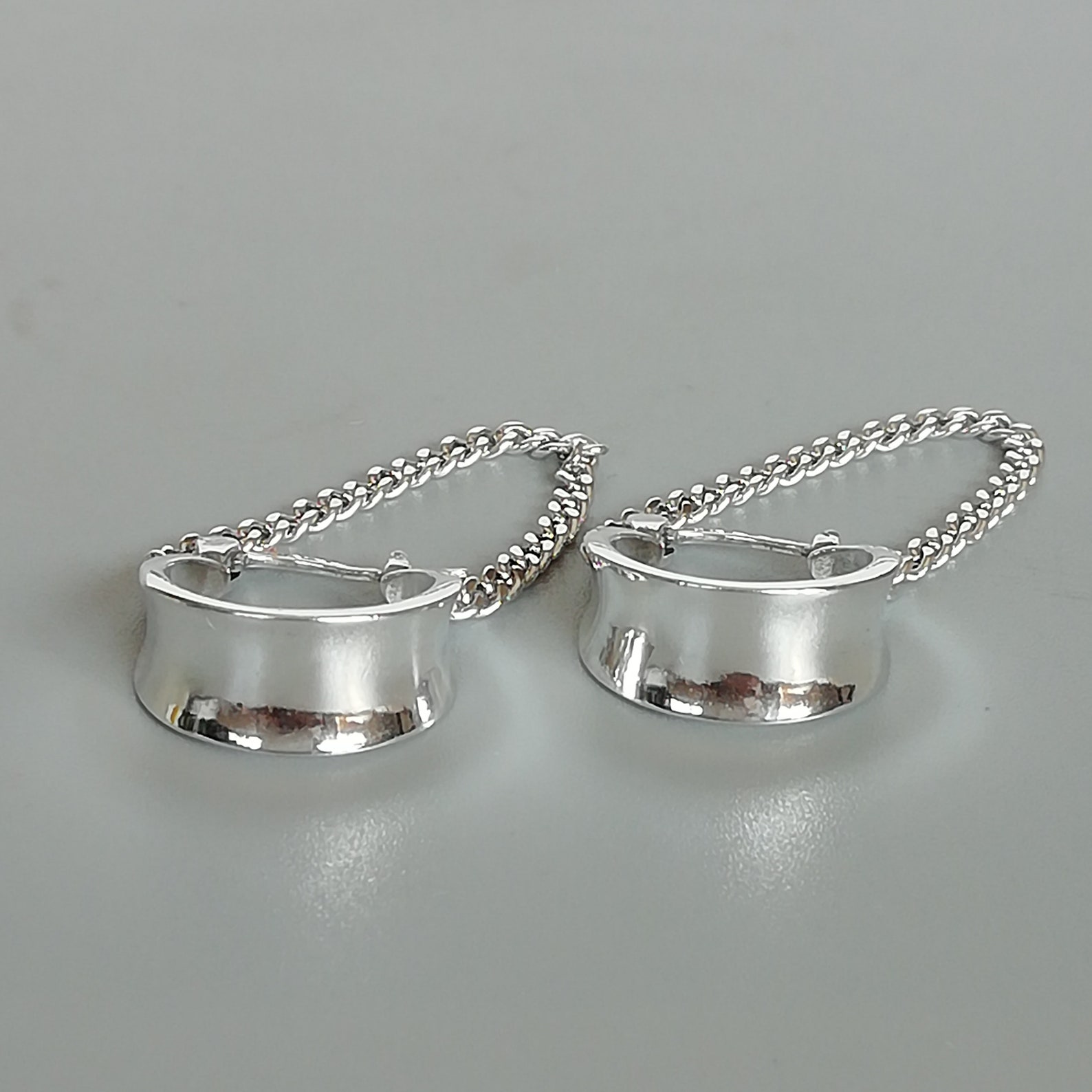 Sterling Silver Chain Hoops Long Chain Hoops Minimalist - Etsy