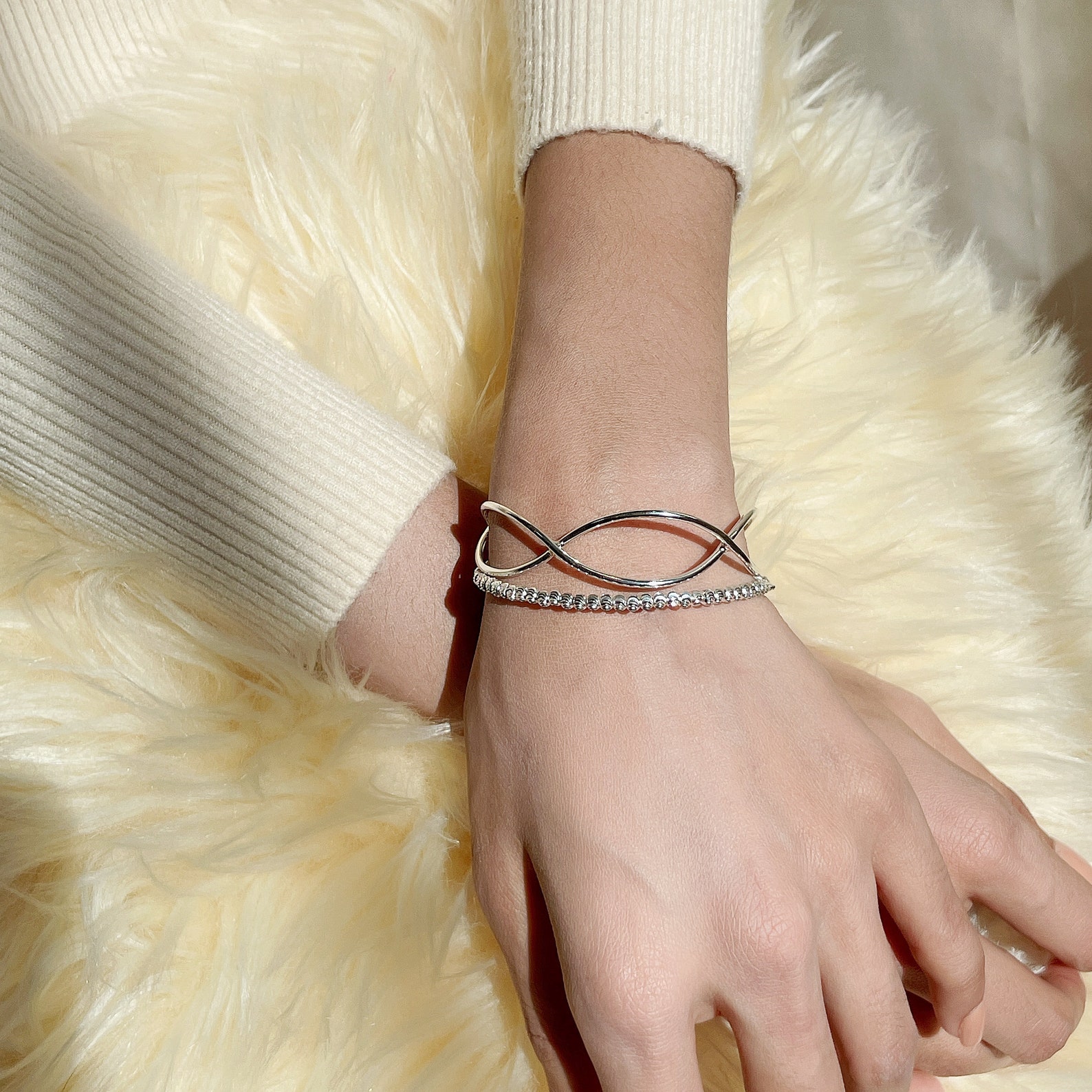 Sterling Silver Beads Bangle Laser Cut Balls Bracelet | Etsy