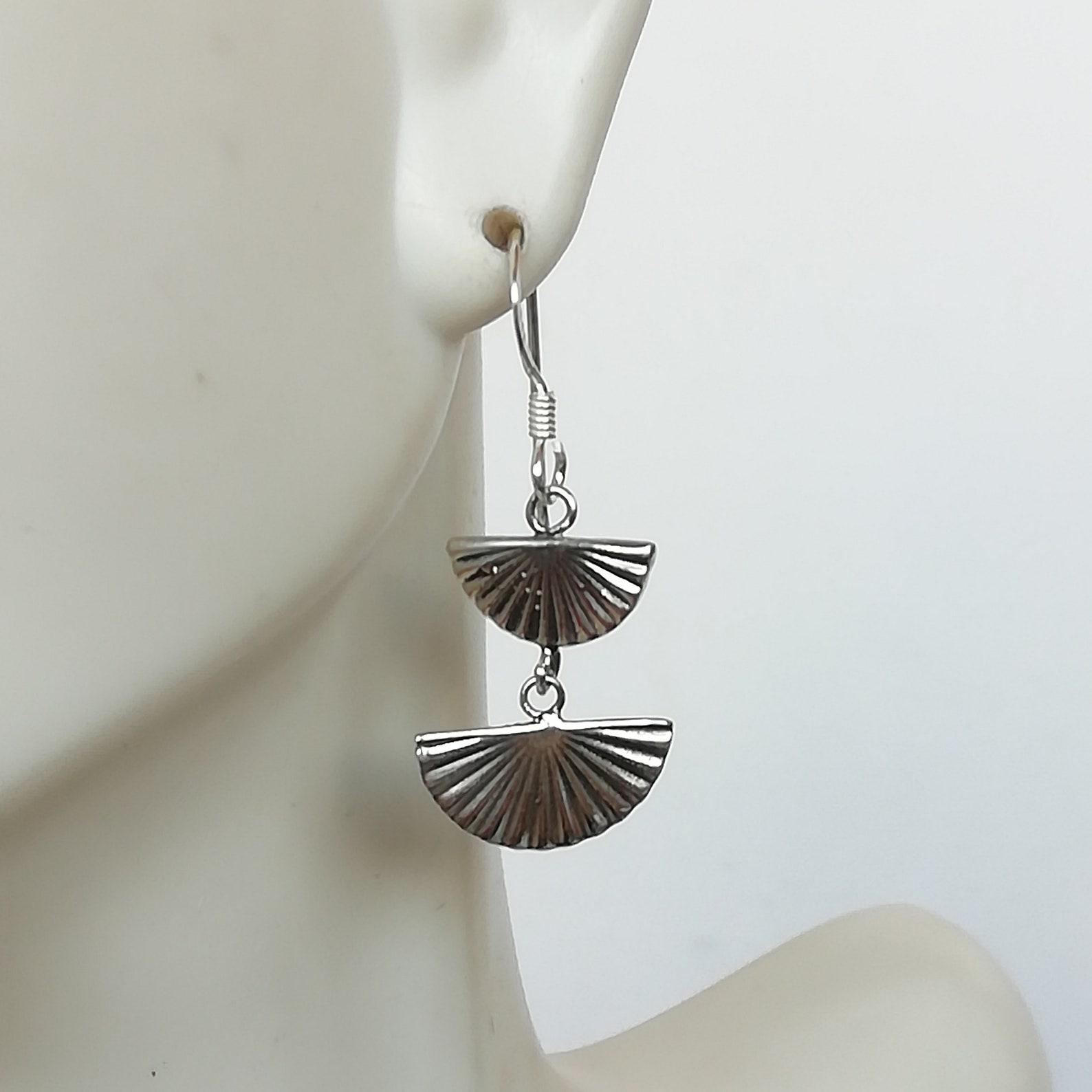 Sterling Silver Fan Danglers Silver Jewelry Long Earrings - Etsy