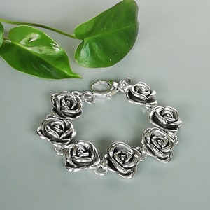 Sterling Silver Rose Bracelet | Electroformed Silver Bracelet | Wrist ...