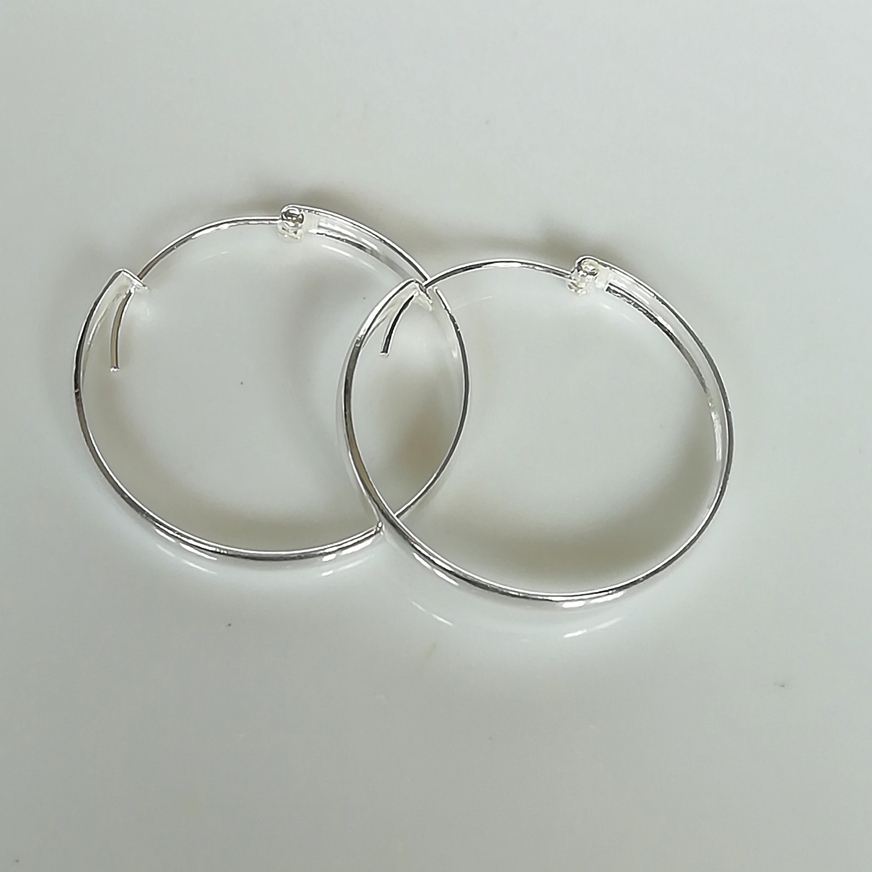 Big silver hoops 35 mm Silver hoop earrings Silver jewelry | Etsy