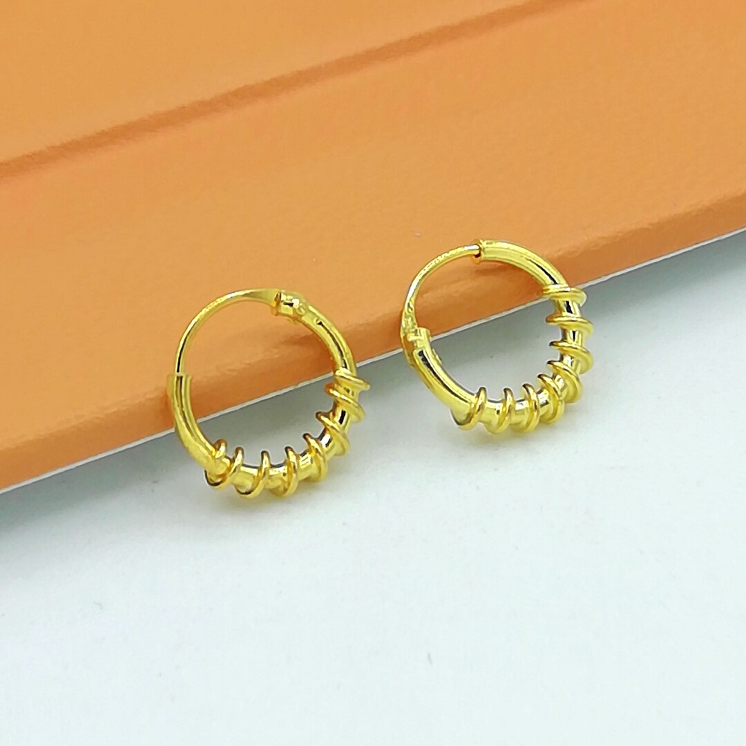 Small Gold Hoops | 10 Mm Hoops | Bali Gold Ear Hoops | Twisted Wire ...