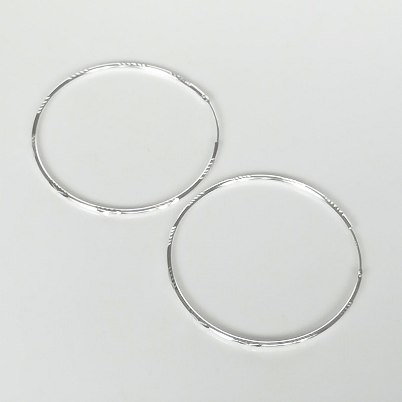 Large Silver Hoops Round Hoops Silver Jewelry Minimalist - Etsy