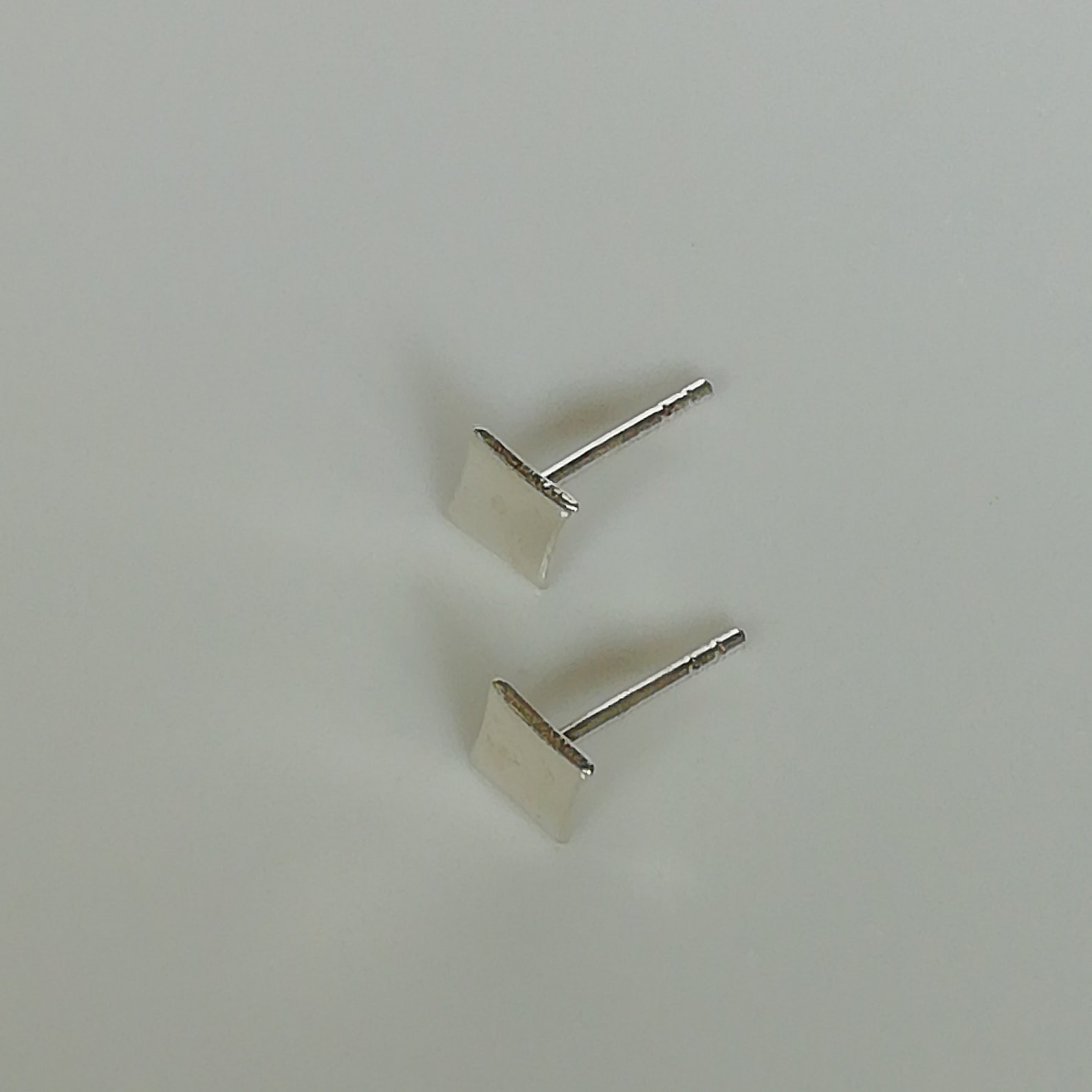 Tiny Silver Square Ear Studs Little Girls Studs Simple Ear - Etsy