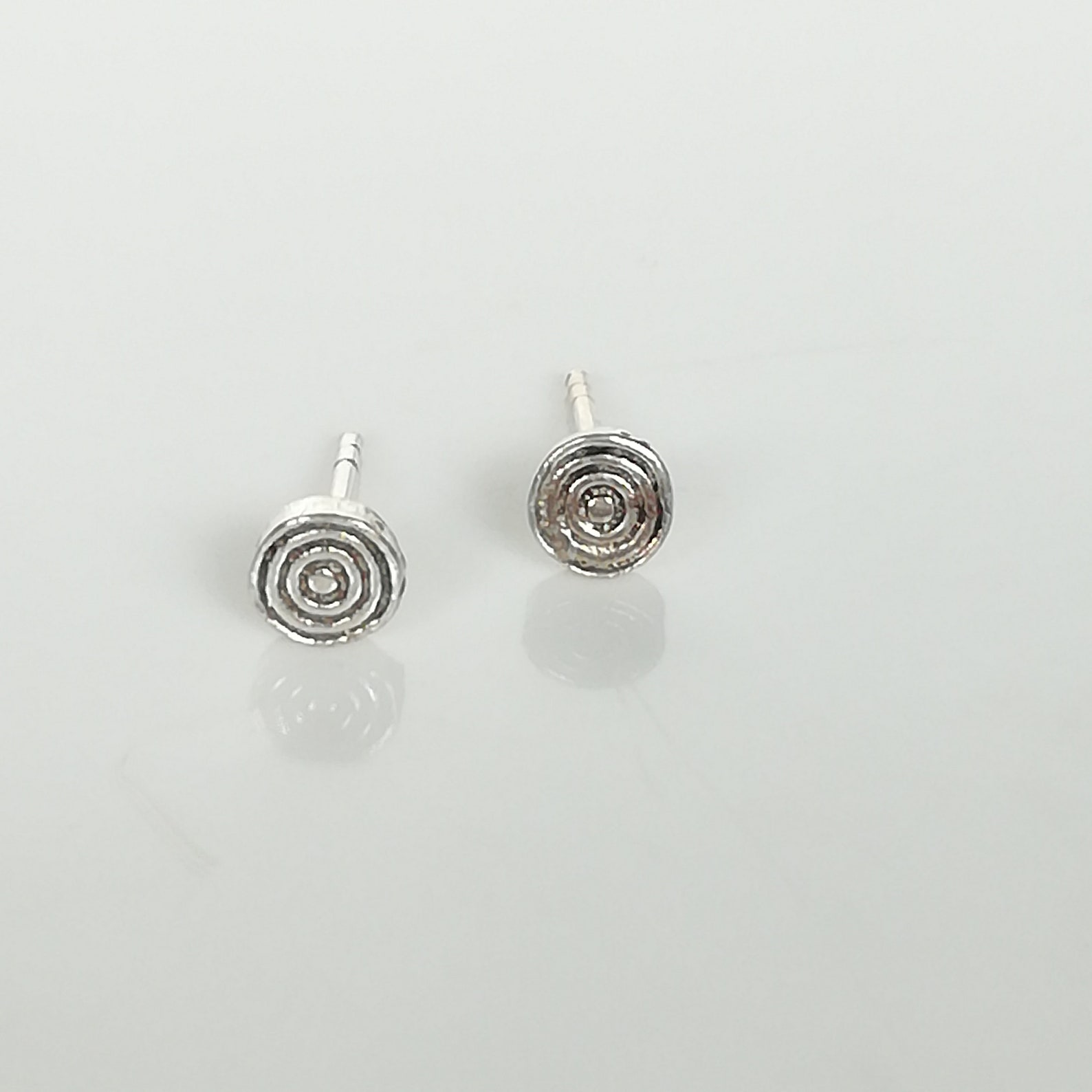 Sterling Silver Round Studs Round Dot Earrings Spiral | Etsy