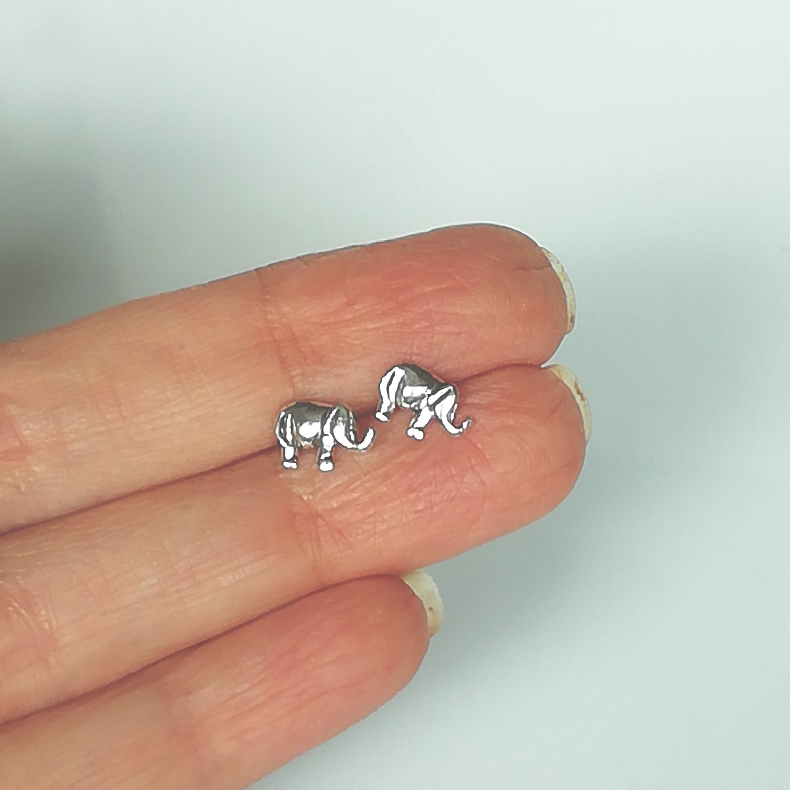 Tiny Elephant Studs Silver Ear Studs Thai Elephant Ear | Etsy