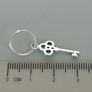 Sterling Silver Lock and Key Charm Hoops | Silver Charm Hoop Earrings ...