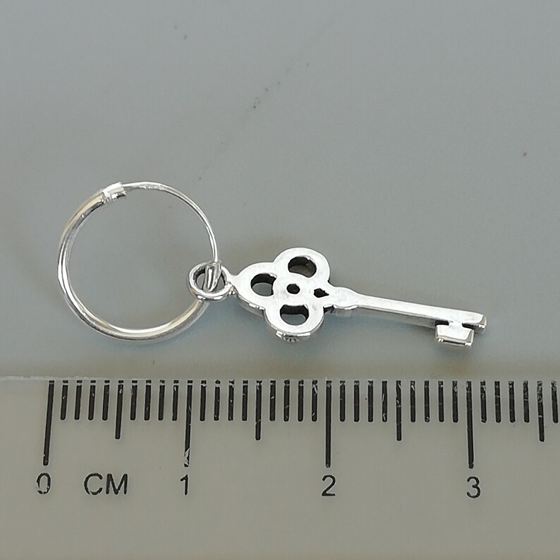 Sterling Silver Lock and Key Charm Hoops Silver Charm Hoop - Etsy