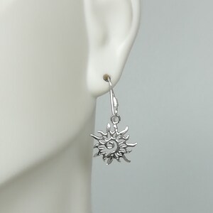 Sterling Silver Sun Ear Danglers | Celestial Jewelry | Sun Earrings ...