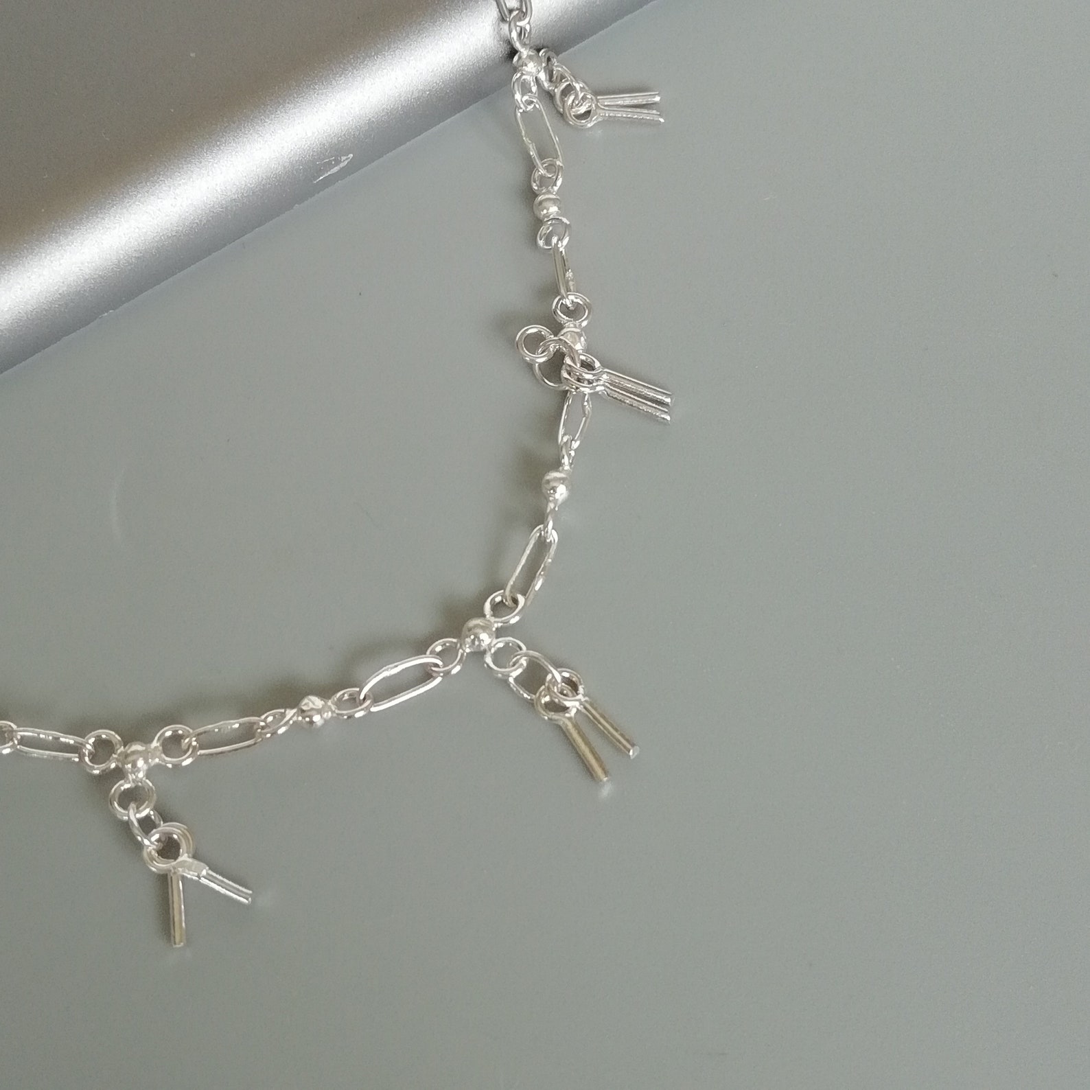 Sterling Silver Bar Charms Anklet Silver Foot Jewelry - Etsy