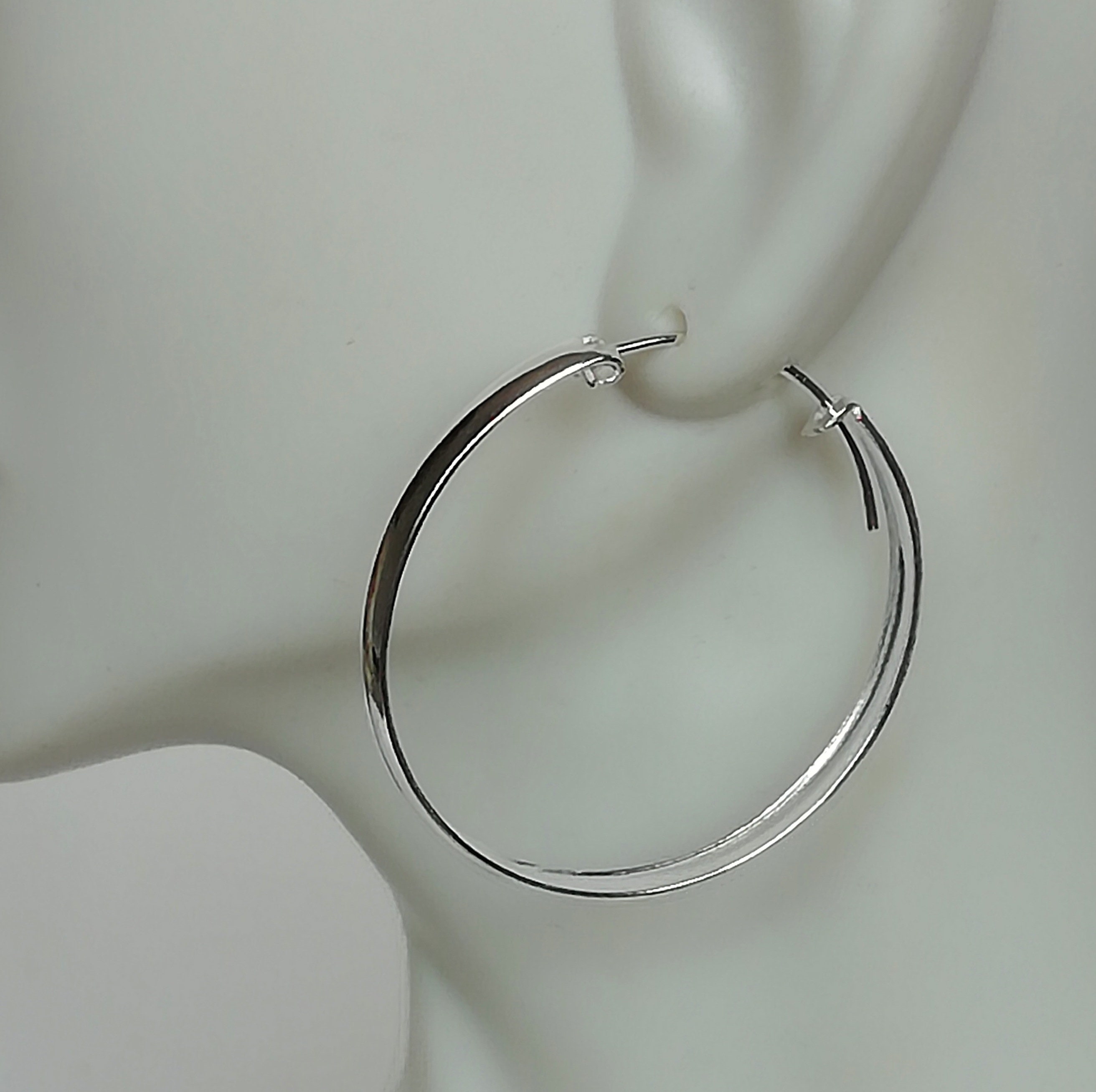 Big silver hoops 35 mm Silver hoop earrings Silver jewelry | Etsy